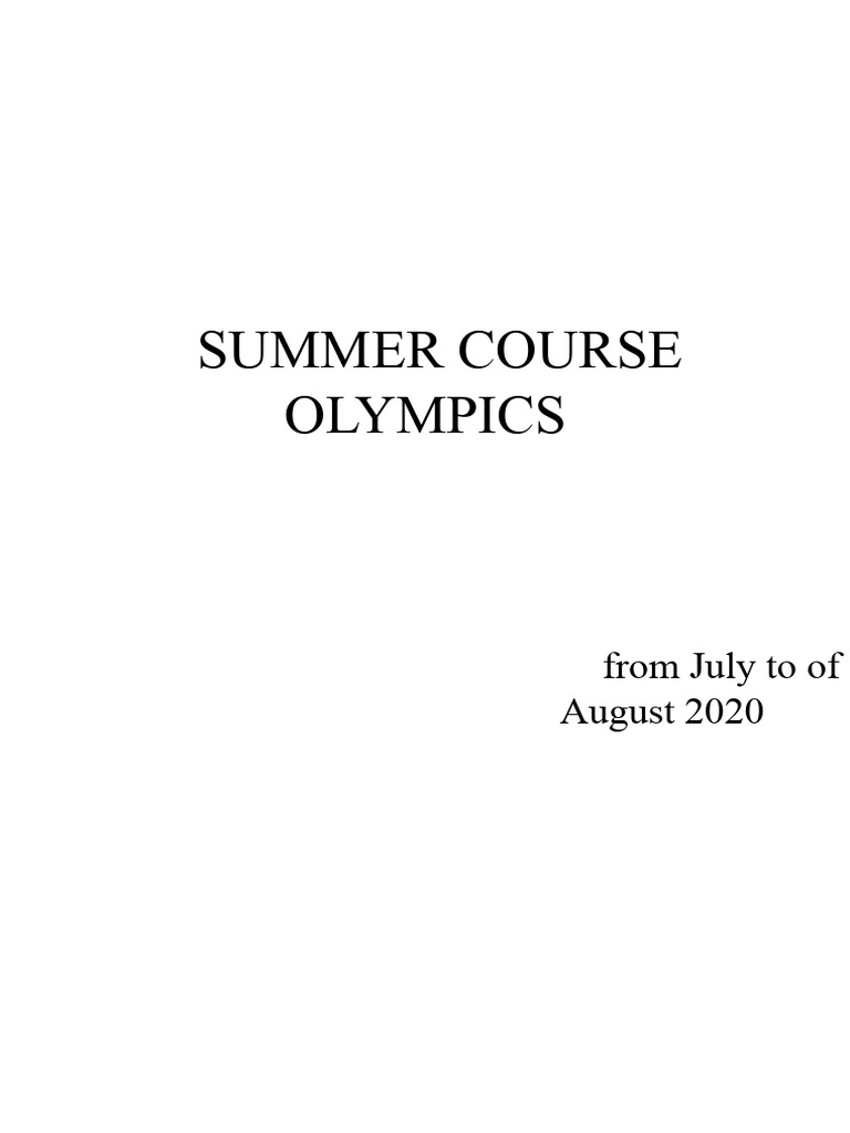 Summer Olympics Course Plan 2020 | PDF | Track And Field | Olympic Games