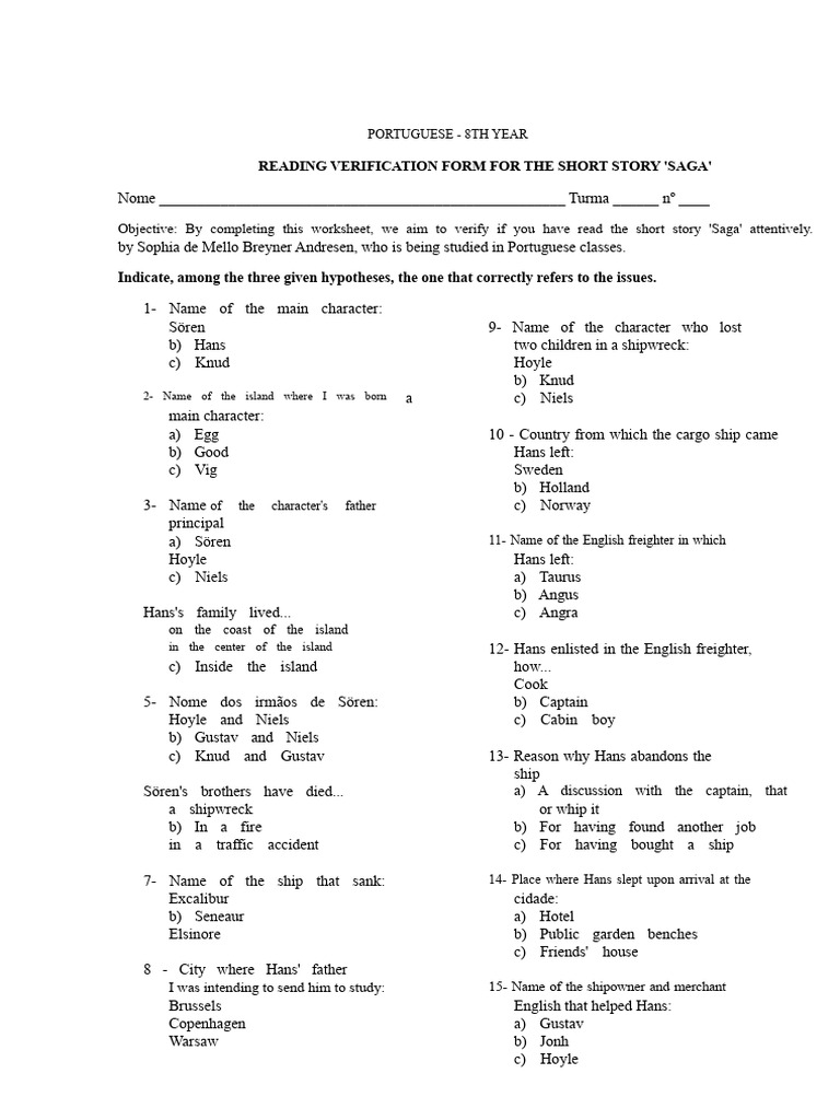 8th Year Reading Verification: 'Saga' | PDF | Ships | Water Transport