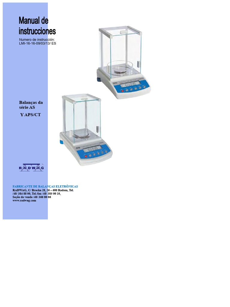 Instruções para Balanças Radwag AS e APS/CT | PDF | Calibração | Tempo
