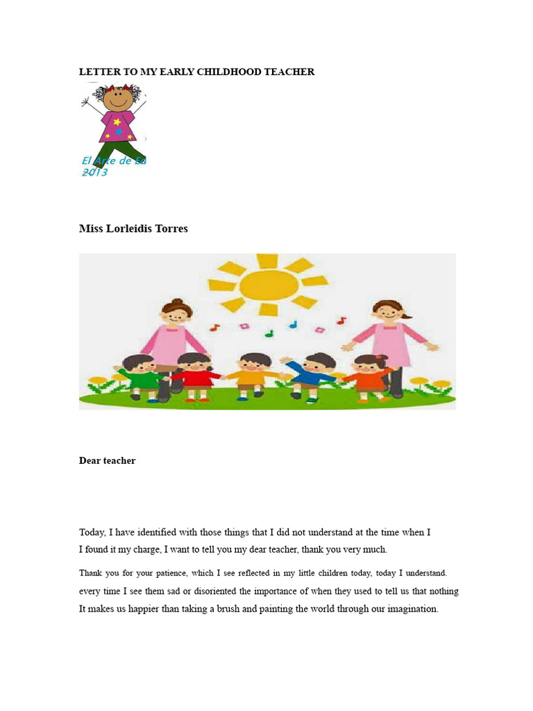 Letter To My Early Childhood Teacher | PDF