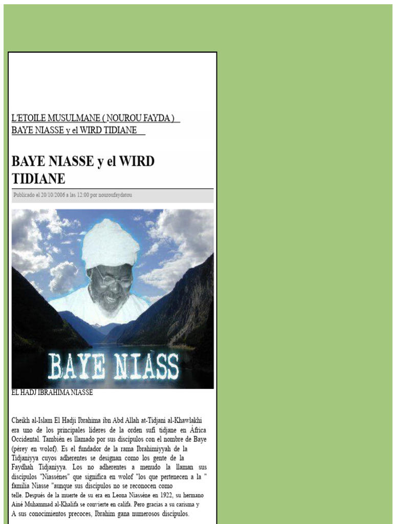 Baye Niass y la Orden Tidjane | PDF