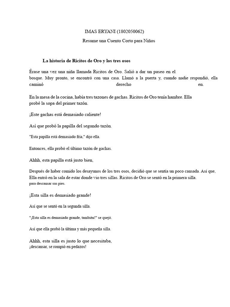 Ricitos de Oro y los Tres Osos | PDF | Ricitos de oro y los tres osos