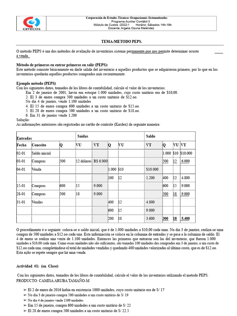 Método PEPS en Evaluación de Inventarios | PDF | Contabilidad