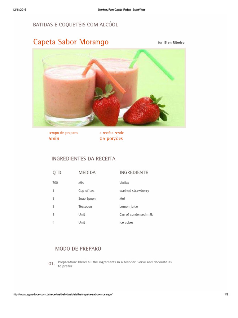 Strawberry Capeta Drink Recipe | PDF