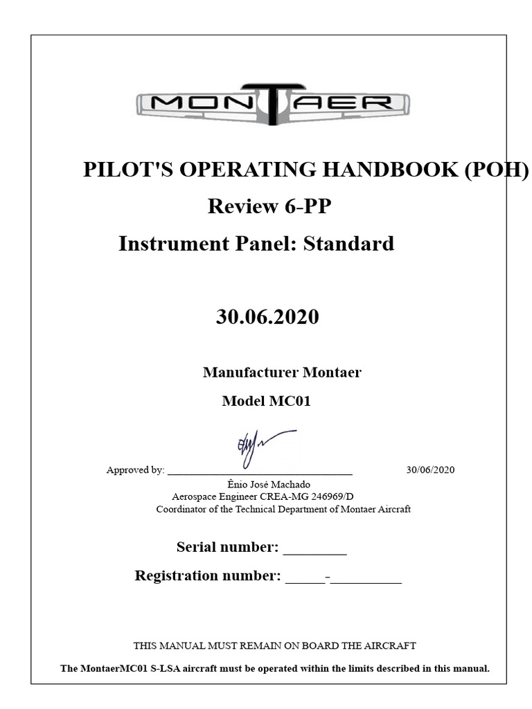 Montaer MC01 Pilot Operating Handbook | PDF | Takeoff | Motor Oil