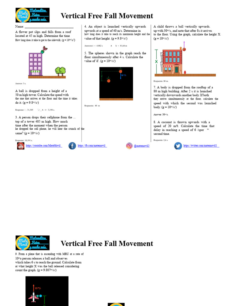 Vertical Free Fall Physics Problems | PDF | Physics | Mechanics