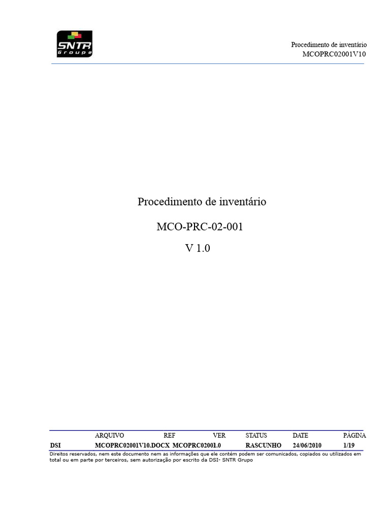 Procedimento de Inventário de Estoques | PDF | Contabilidade | Inventário