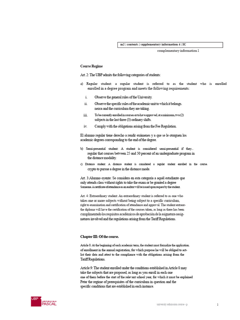 Curriculum REGIMEN BLAS PASCAL UNIVERSITY 2020 | PDF | Academic Degree ...