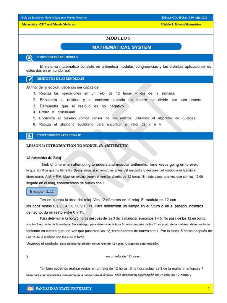Aritmética Modular y Divisibilidad | PDF | División (Matemáticas ...