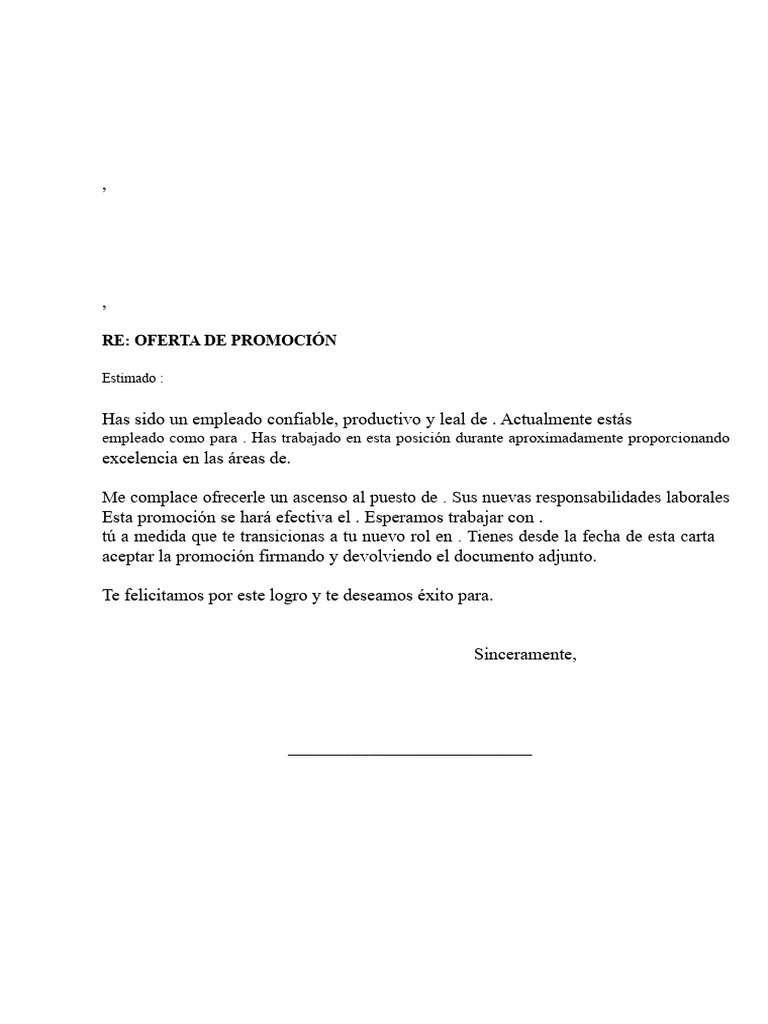 Carta de Aceptación de Promoción Laboral | PDF