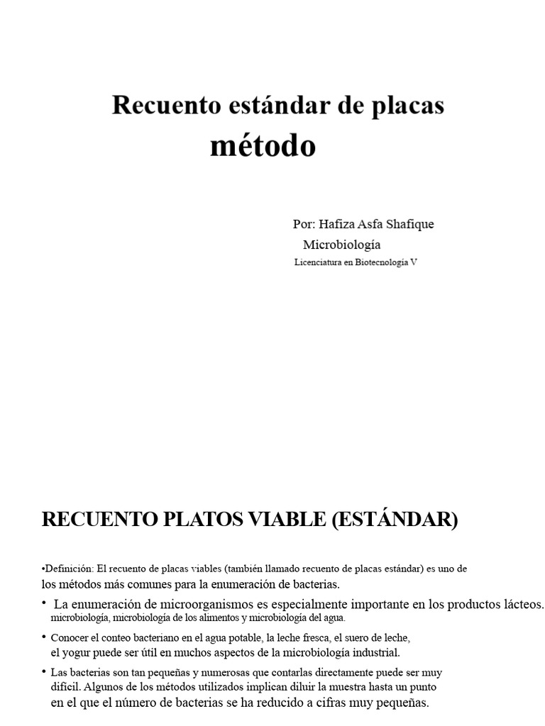 Recuento Estándar de Placas Viables | PDF | Unidad de formación de ...