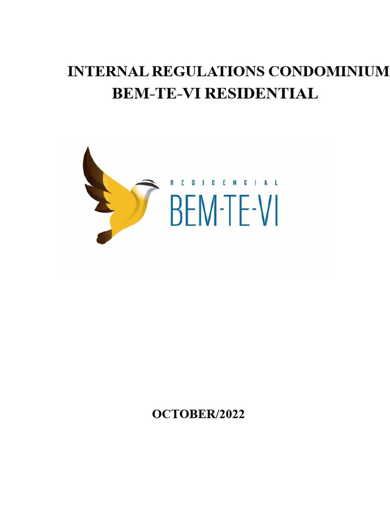 Bem-Te-Vi Condominium Internal Regulations | PDF | Condominium | Apartment