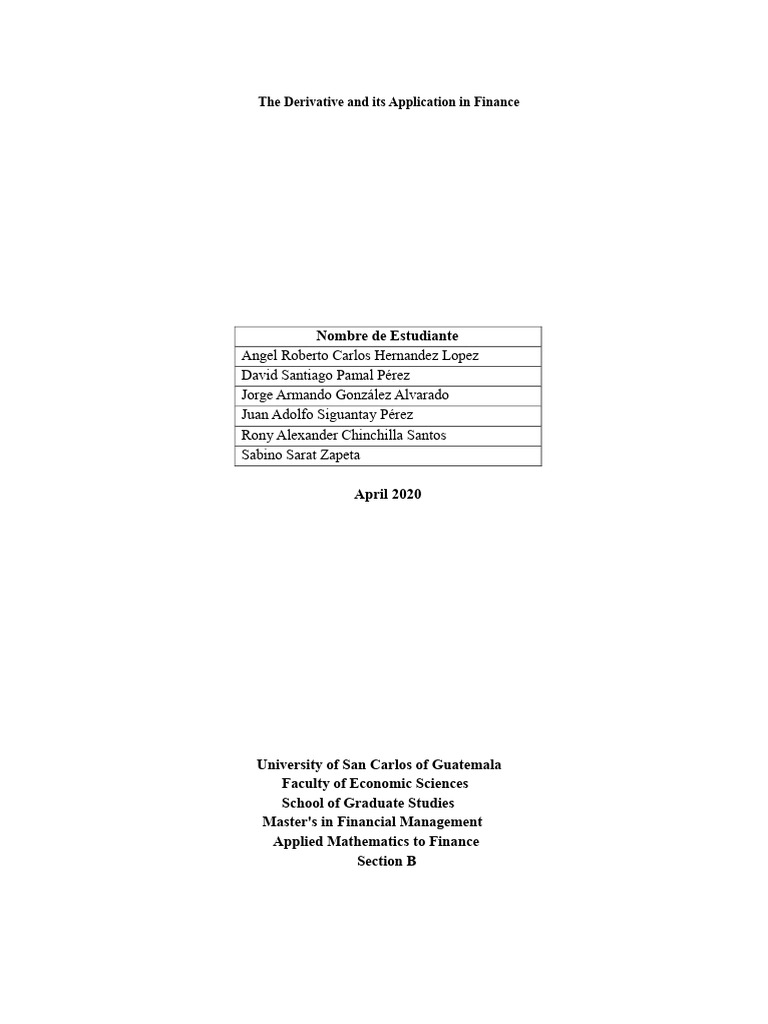 The Derivative and Its Application in Finance | PDF | Elasticity ...