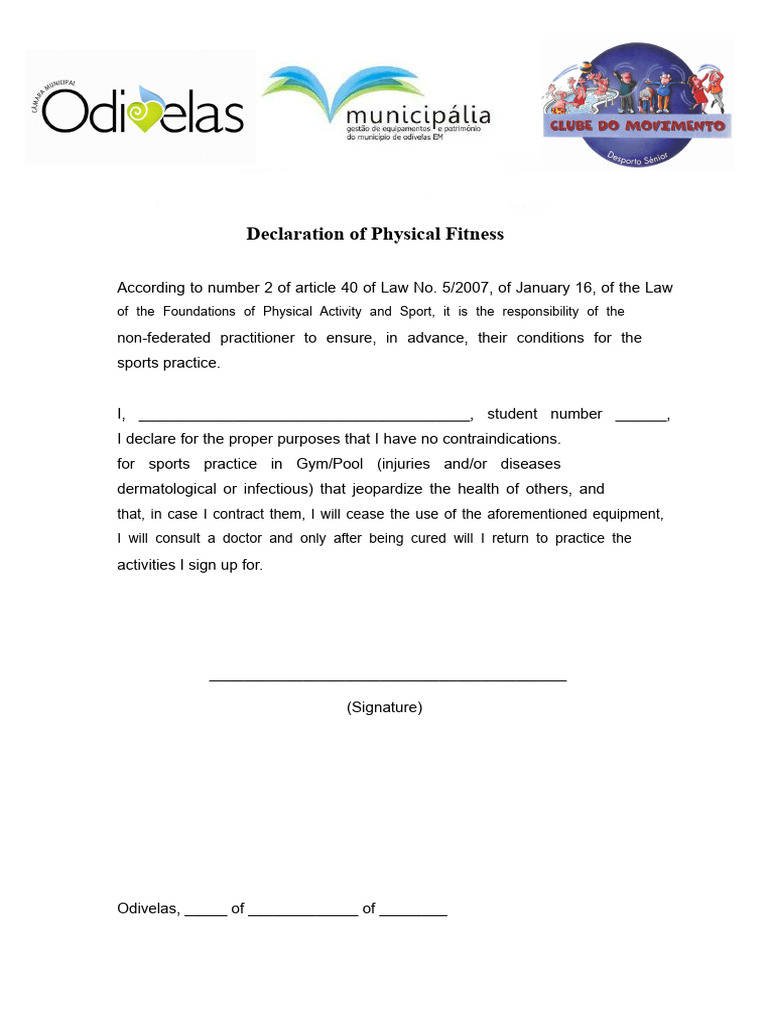 Declaration of Physical Aptitude | PDF