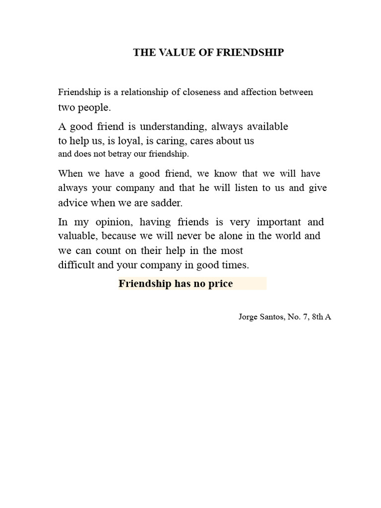 The Value of Friendship | PDF