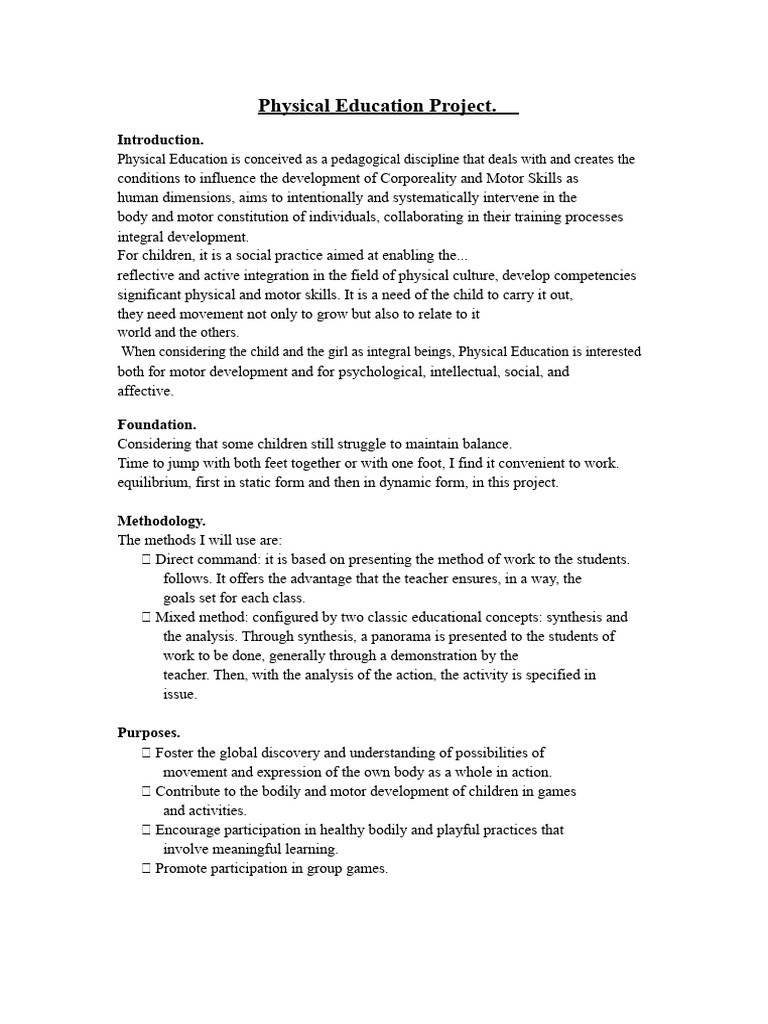 Physical Education Project: Balance Skills | PDF | Foot | Physical ...