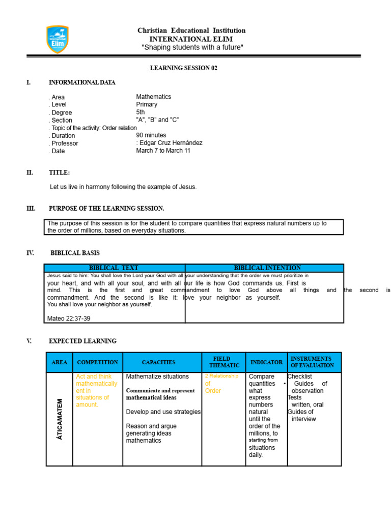 Session 02 - 5th Grade - Order Relation | PDF