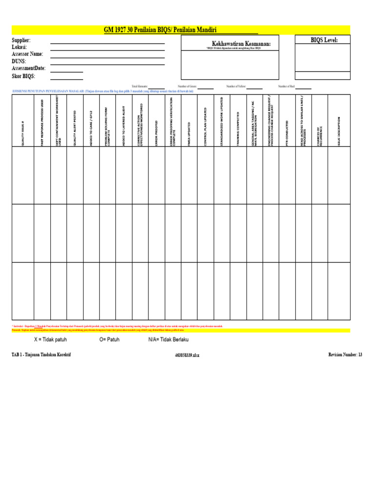 GM 1927 30 Penilaian BIQS Penilaian Diri 2019 | PDF
