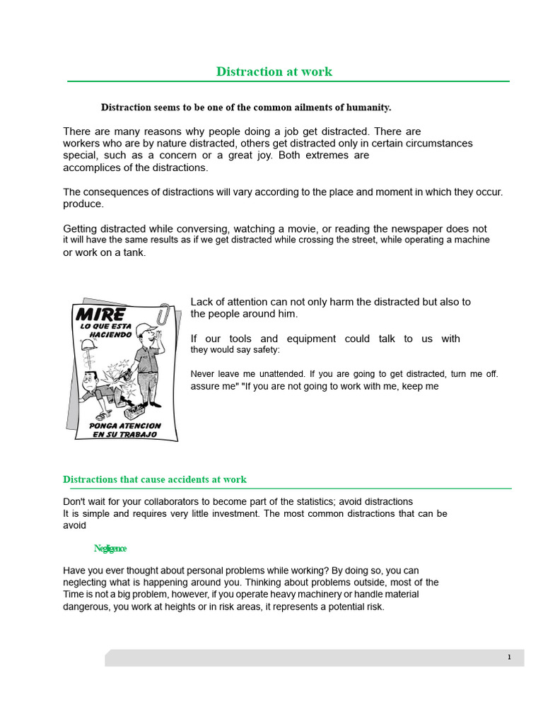 Workplace Distractions and Safety Risks | PDF | Risk | Attention