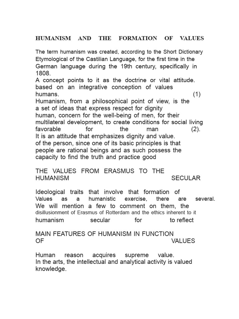 Humanism and The Formation of Values | PDF | Humanism | Value (Ethics)