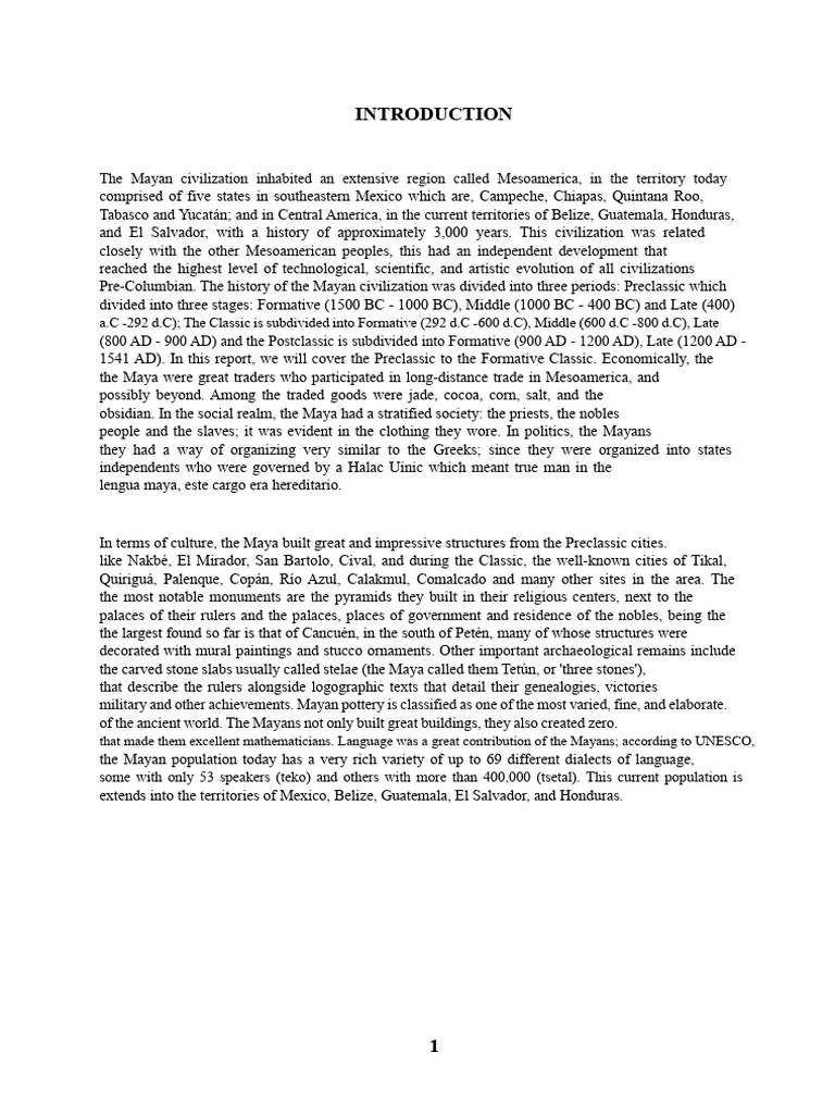 Report on the Maya Civilization | PDF | Maya Civilization | Mesoamerica