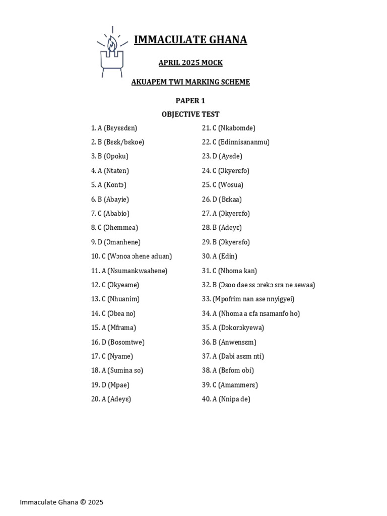 Akuapem Marking Scheme-3 | PDF | Chess Theory | Chess