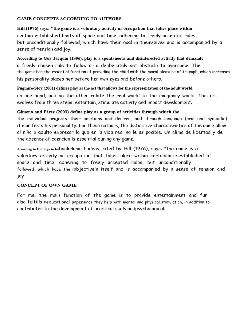 Game Concepts and Definitions Explained | PDF