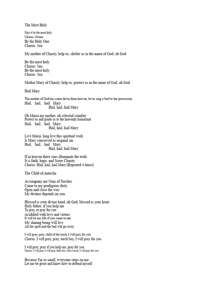 Some Songs of the Spiritual Mass | PDF | Mary, Mother Of Jesus | God