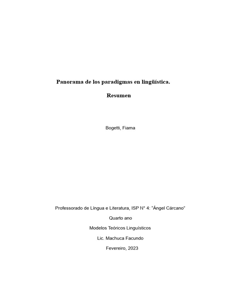Paradigmas na Linguística: Uma Análise | PDF | Linguística | Gramática