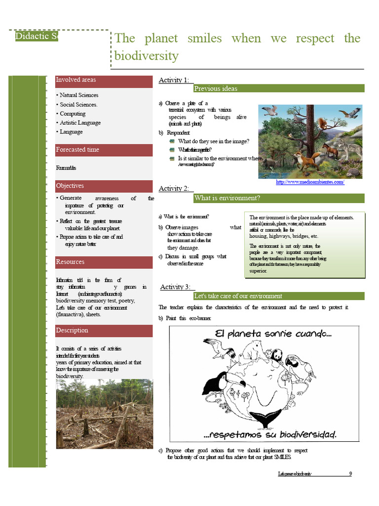 Let's Preserve Biodiversity. Environmental Education Activities for ...