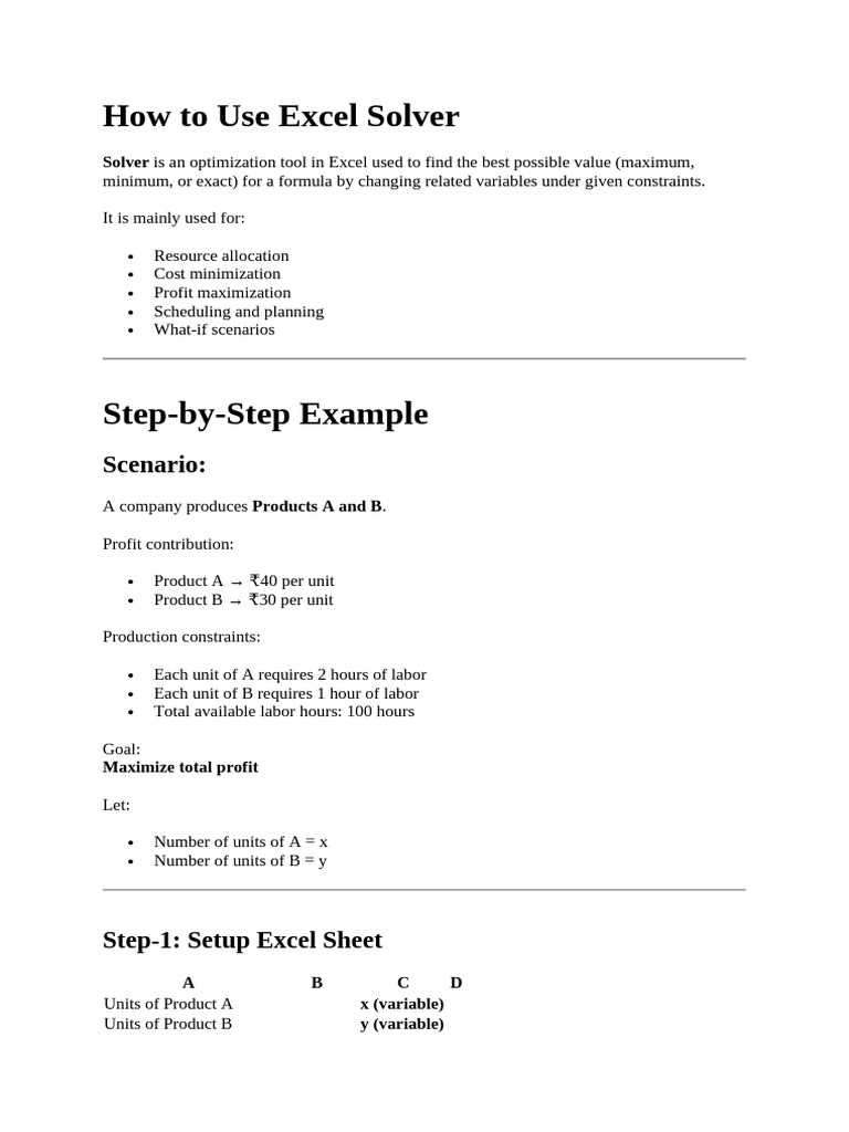 How to Use Excel Solver | PDF | Mathematical Optimization | Algorithms