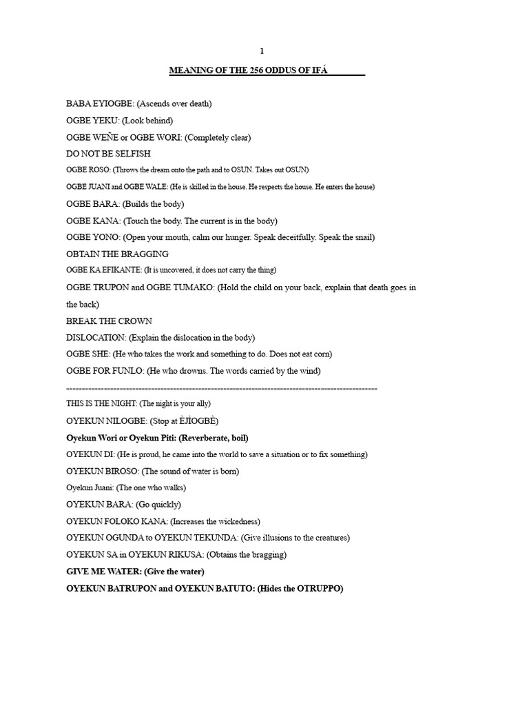 Understanding the 256 Oddus of Ifá | PDF | Santería | Divination