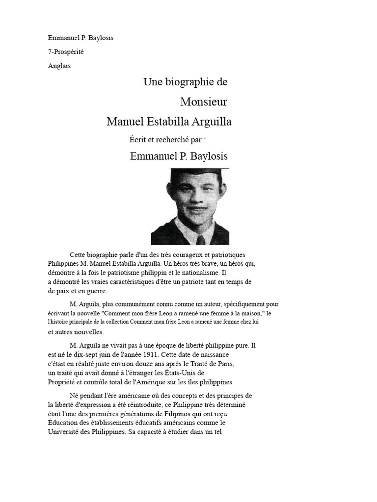 Biographie de Manuel Estabilla Arguilla | PDF | Philippines