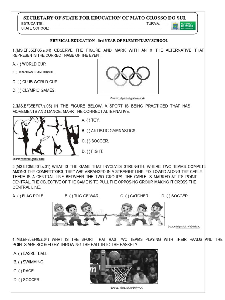 PHYSICAL EDUCATION. 3rd Year - Diagnostic Assessment | PDF | Dances ...
