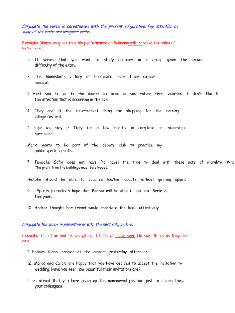 Present Subjunctive Past Pass PresPass Corr - February 19, 2024 | PDF ...