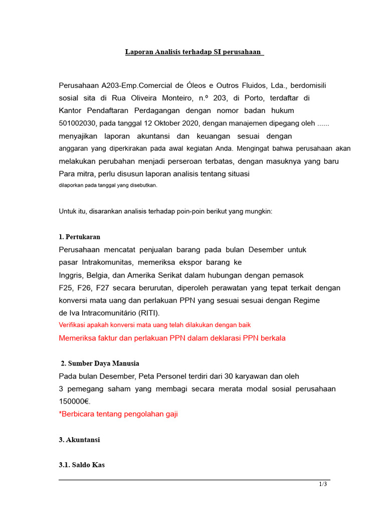 Analisis Laporan Keuangan Perusahaan A203 | PDF