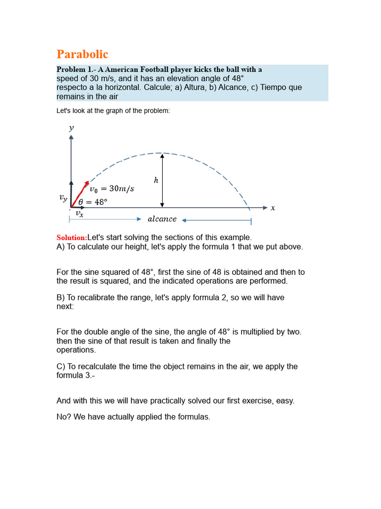 Parabolic launch exercises | PDF | Motion (Physics) | Mechanics