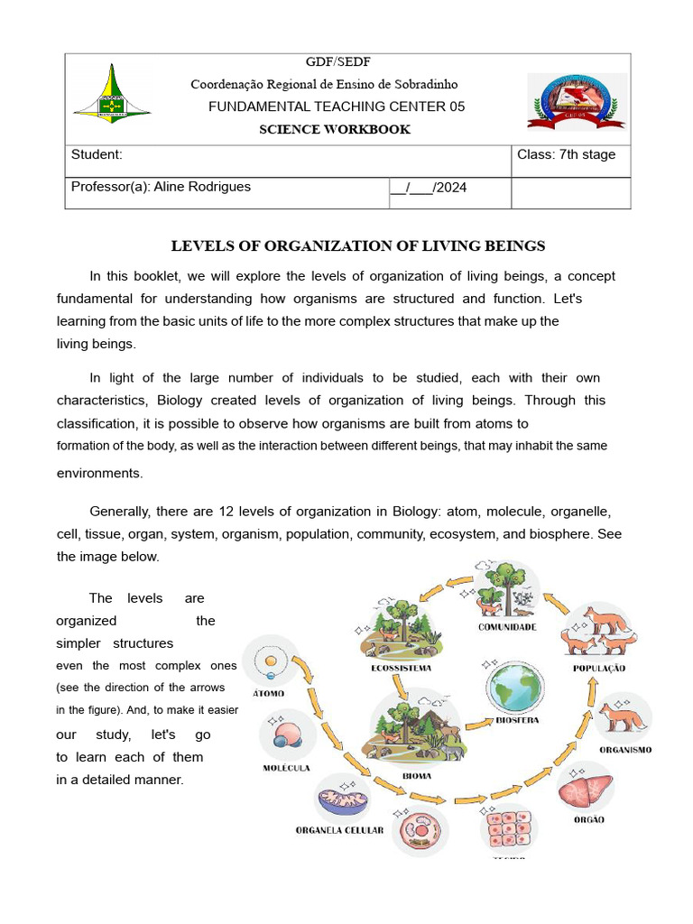 Module 1 - Levels of Organization of Living Beings | PDF | Cell ...