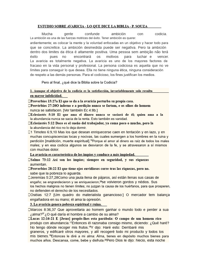 ESTUDIO SOBRE AVARICIA | PDF | Codicia | Ética religiosa