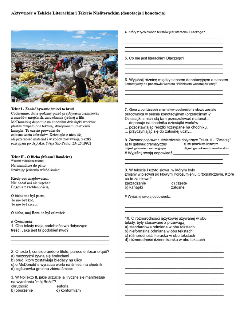 Aktywność dotycząca tekstu literackiego i tekstu nieliterackiego.doc | PDF