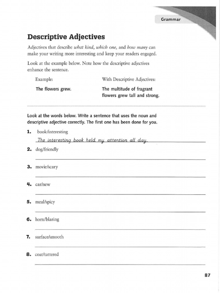 Educational Resources g4 Lead21 Descriptive Adjectives 2 | PDF ...
