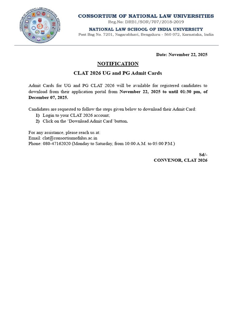 Admit Card Notification | PDF