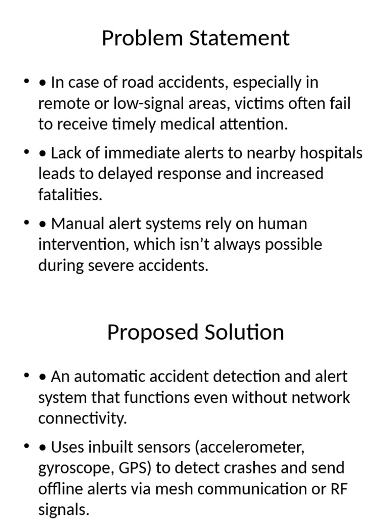 Offline Accident Alert System Pitch | PDF