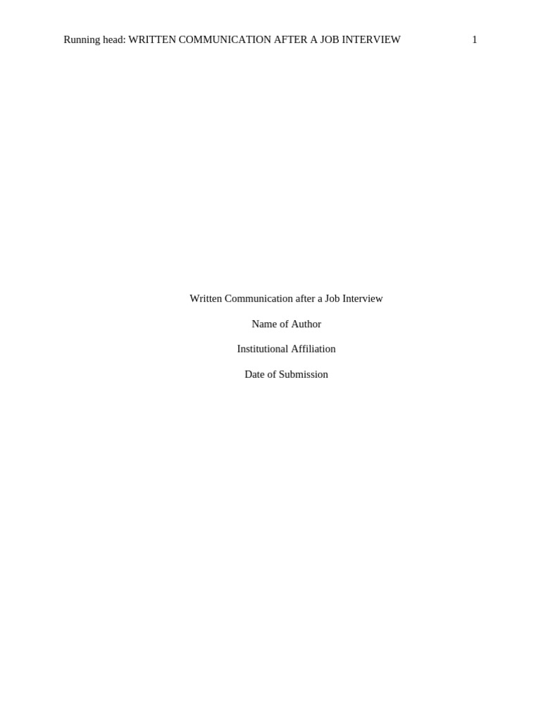 Written Communication After a Job Interview | PDF | Job Interview ...
