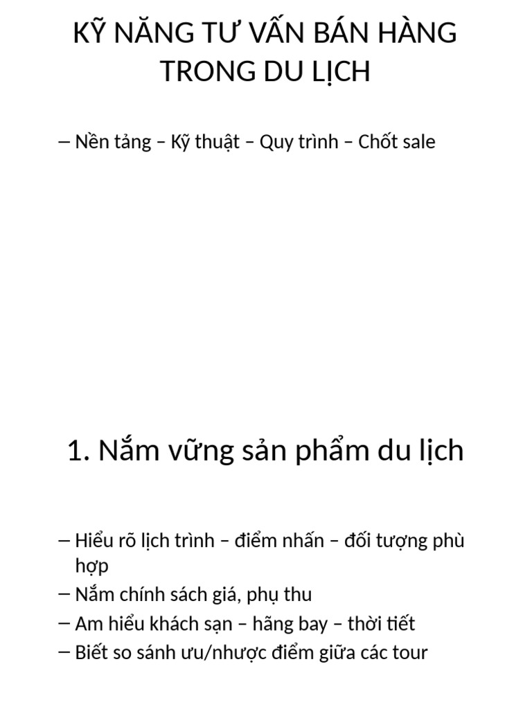 Ky Nang Tu Van Ban Hang Du Lich | PDF