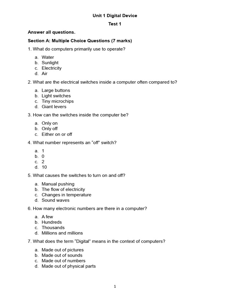 Unit 1 Digital Device (Questions) | PDF | Touchscreen | Smartphone