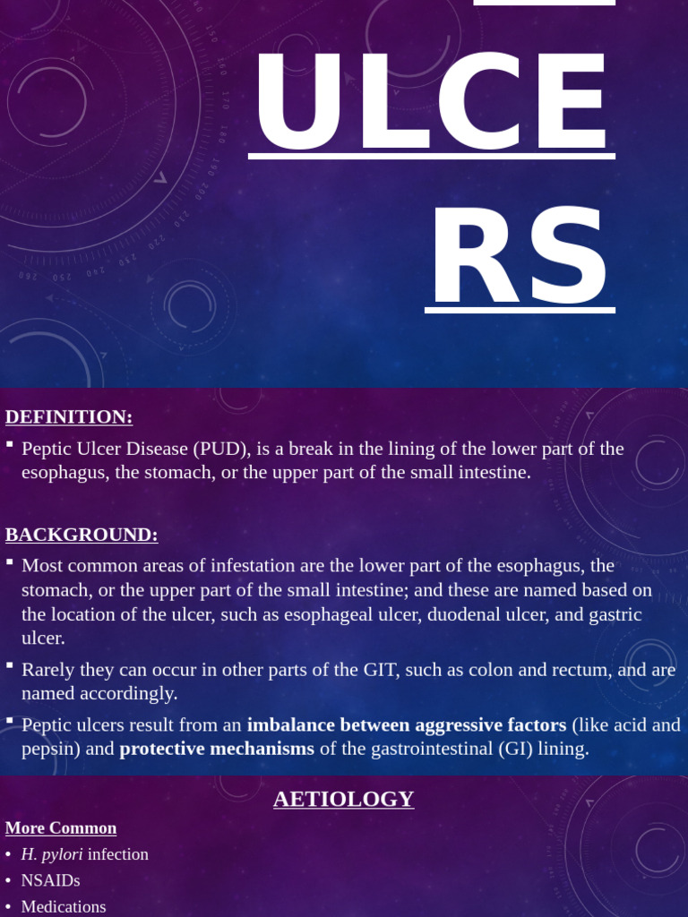 Peptic Ulcers- DEFINITION, ETIOLOGY, PATHOPHYSIOLOGY AND TREATMENT- FOR ...