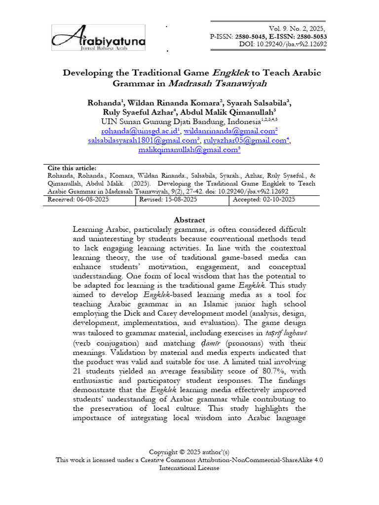 Artikel 1 Rohanda - Proofread 413-432 | PDF | Learning | Arabic