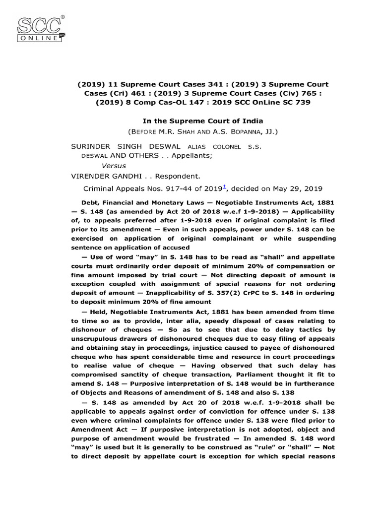 Surinder Singh Deshwal Case | PDF | Supreme Court Of The United States ...