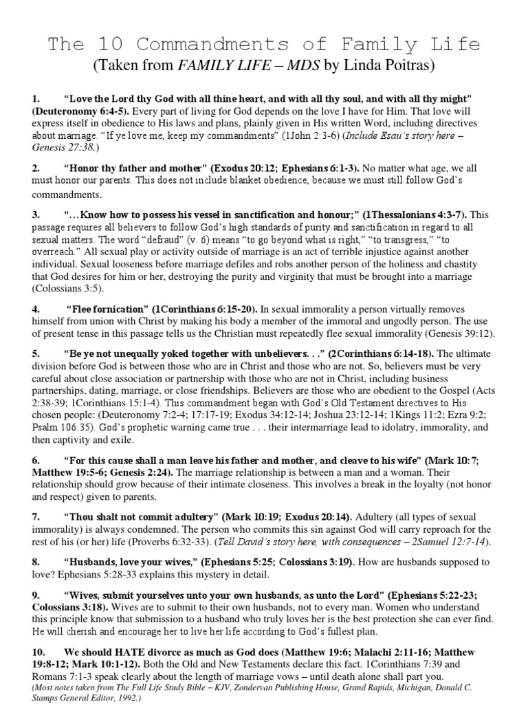 Family Life: The 10 Commandments Guide | PDF | David | Ten Commandments